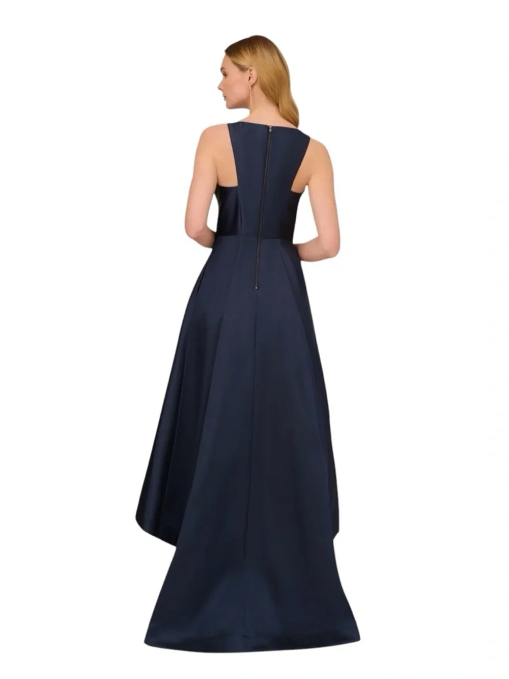 Adrianna Papell | Dresses | Adrianna Papell Navy Satin High Low Mikado ...